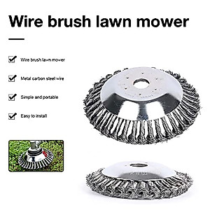 Unbreakable Lawn Mower Blade Head, Grass Strimmer Head Trimmer Brush, Steel Wire Wheel Garden Weed Trimmer, Weed Eater Head Grass Cutter,Lawn Mower Cleaning Tool (6'')