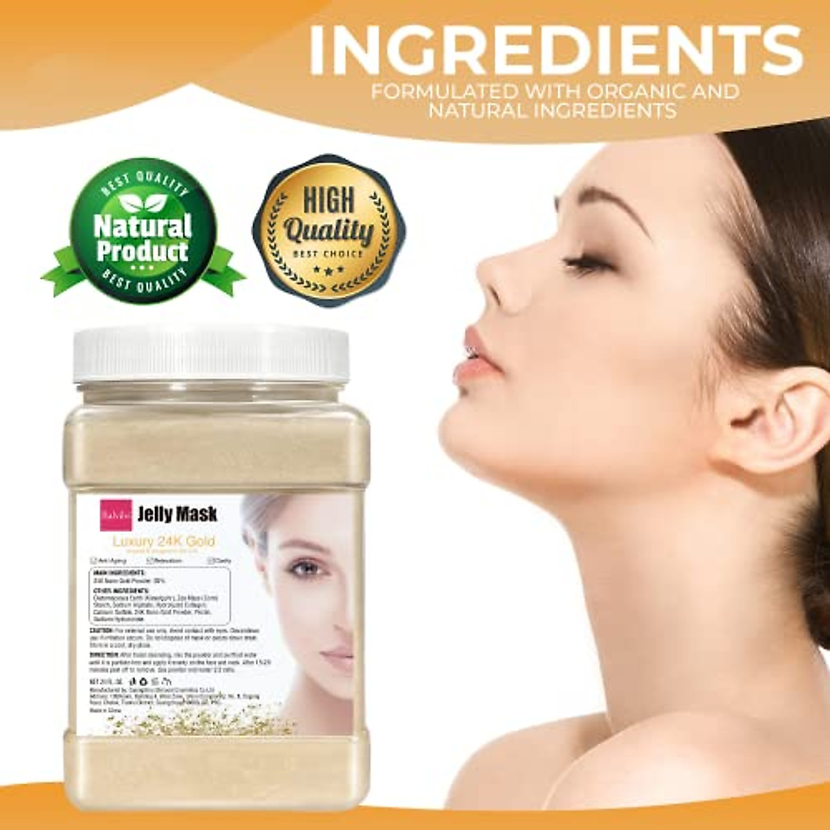 Balvilvi Jelly Mask for Skin Care - 24K Gold Gel Face Mask for Instant Hydration - Jelly Face Mask Peel Off - Facial Skin Care Product for Smoothing, Moisturizing, Cleansing