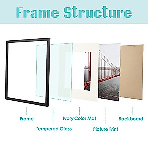 Frametory, 11x14 Picture Frame - Made to Display Pictures 8x10 with Mat or 11x14 Without Mat - Wide Molding - Pre-Installed Wall Mounting Hardware (Black, 1 Pack)