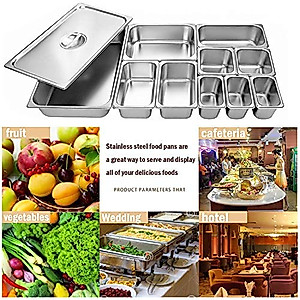 2 1/2" Deep Steam Table Pan Full Size, 8.3 Quart Stainless Steel Anti-Jam Standard Weight Hotel GN Food Pans - NSF (20.87"L x 12.8"W)