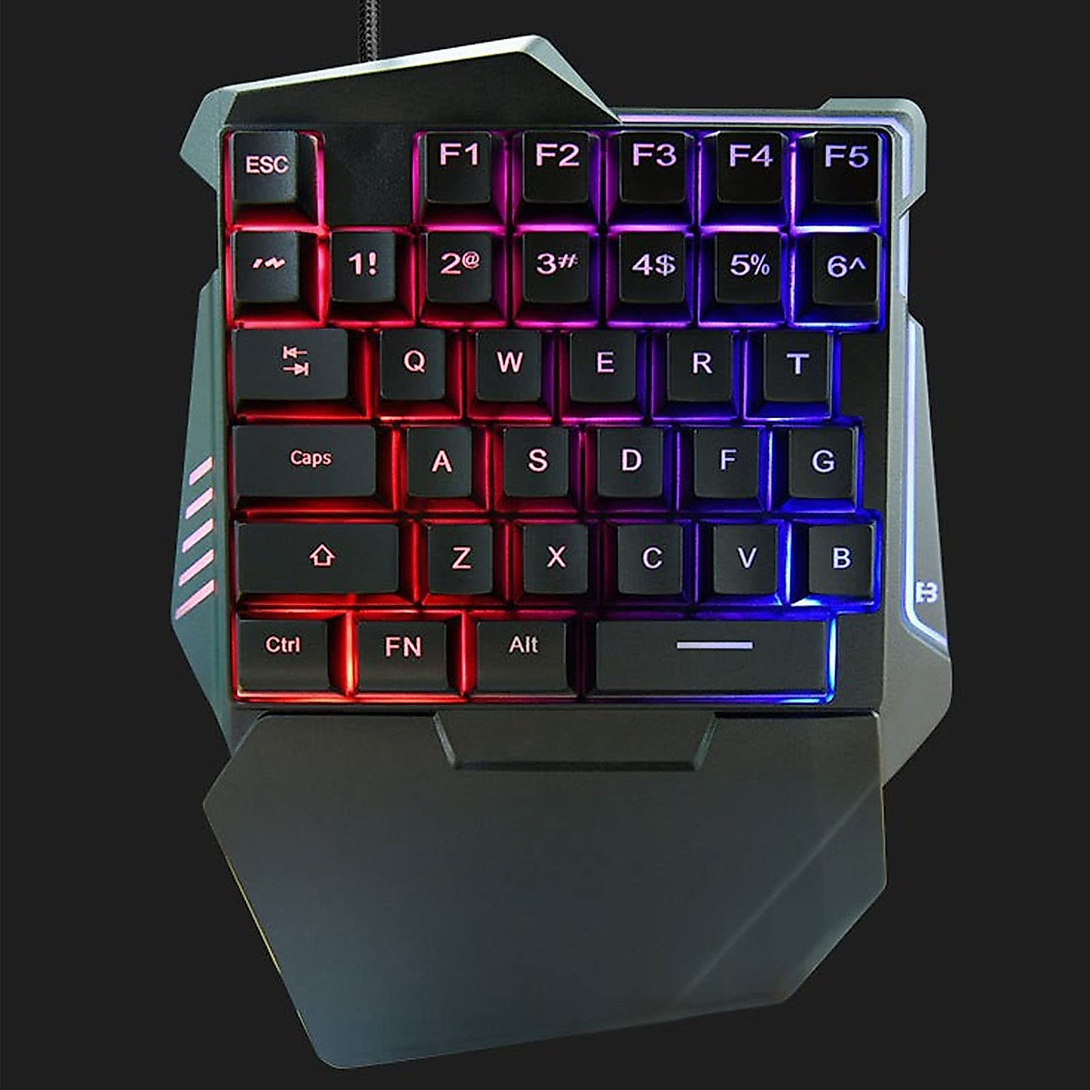 Zunate One Handed Gaming Keyboard, RGB Backlit 35 Keys Portable Mini Gaming Keypad, USB Wired Single Hand Ergonomic Keyboard for Game