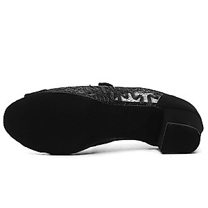 SWDZM Open Toe Women Ballroom Dance Shoes Salsa Latin Practice Shoes Lace-up Teaching Dance Shoes,YCL505,Black,8 US