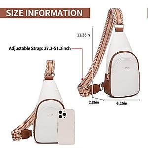 VATAN Small Sling Bag Women's Crossbody Fanny Packs Leather Crossbody Bags for Women (D-Brown with White)