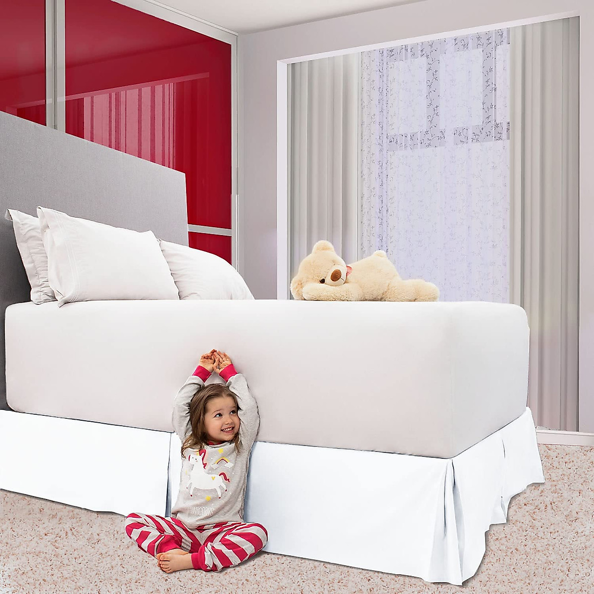 Mellanni Bed Skirt Twin Size - Bed Skirting - 15-Inch Tailored Drop Pleated Dust Ruffle - Hotel Luxury Bedding - Wrinkle, Fade, Stain Resistant - 1 Bedskirt (Twin, White)