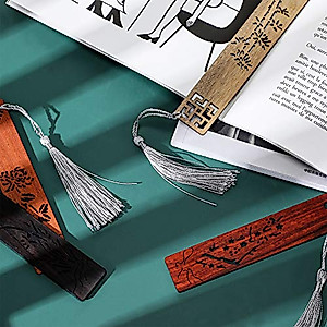 4 Pieces Carving Wooden Bookmark Classical Handmade Wood Bookmark Vintage Chinese Style Bookmarks Hollow Out Book Markers with Chinese Classic Element (Elegant Style)