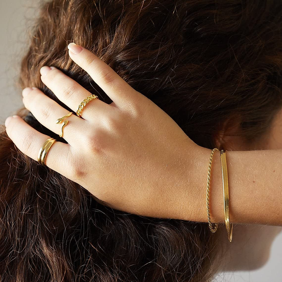 Pancert Dainty Gold Herringbone Bracelet for Women 14K Gold Plated Lightweight Chain Bracelet Herringbone Snake Bracelet Charm Bracelet Minimalist Handmade Jewelry Gift