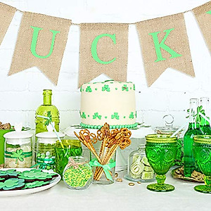 3 Pieces St Patrick's Day Garland Banner Decorations Lucky Burlap Banner Shamrock Irish Leaf Clover Banner Rustic Felt Hanging Banner for Mantel Fireplace Indoor Outdoor Saint Party Decor Supplies