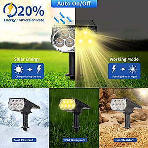 sunchai Super Bright Solar Spot Warm Light - Solar Spotlight Outdoor - for Outside Security Visibility and Landscape Yard Lightning (2 Pack)