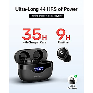 Wireless Earbuds, LavaBeans True Bluetooth In-ear Headphones 35H Playback with Power Display, IPX 8 Waterproof Touch Control Stereo Sound Earphone for Home Work Sports compatible with iPhone & Android