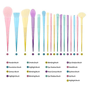 Docolor Makeup Brushes 17 Pcs Colourful Makeup Brush Set Premium Gift Synthetic Kabuki Foundation Blending Face Powder Blush Concealers Eyeshadow Rainbow Make Up Brush Set - Dream of Color