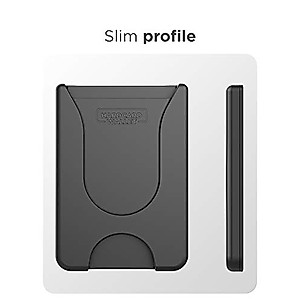 Encased Cell Phone Wallet, 4 Card System (Compatible with Circular Grip) Securely Holds IDs Business and Credit Cards - HardCard Reusable Adhesive Stick On Holder (Matte Black)