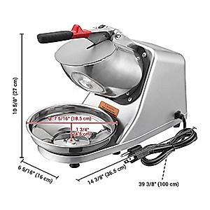 Yescom 300W Electric Ice Shaver Machine Dual Blades Snow Cone Maker Shaving Crusher 143 lbs/hr Home Commercial
