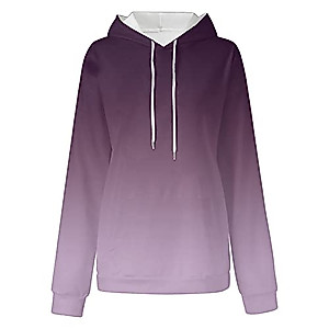 SHAOBGE Sleep Jacket Womens Womens Plus Size Casual Hooded Sweatshirt Long Sleeve Drawstring Sweatshirt Loose (#9-Purple, XXL)