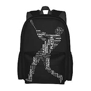 ZQKJLH Baseball Backpacks for School Baseball Print Bookbags for Boys Girls Baseball Player Lightweight Laptop Bags 17in Durable Waterproof Backpacks for Adult Women Men Travel