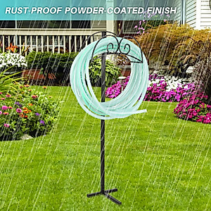 Garden Hose Holder, Water Hose Stand for Outside, Pipe Storage Rack for Outdoor, Heavy Duty Metal Hose Reel, Black