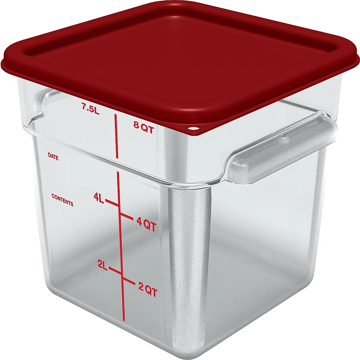 Carlisle FoodService Products Squares Square Food Storage Container Lid with Stackable Design for Catering, Buffets, Restaurants, Proprietary Blend, 6 To 8 Quarts, Red