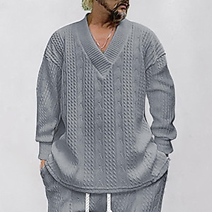 Ymosrh Sweatshirt For Fall Fashion, Casual V Neck Sweatshirts Loose Fit Pullover Ropa Para Gym Hombres Workout Clothes Men Black Sweatshirts Crew Sweatshirts Sudadera Sweatshirts (3XL, Light Gray)