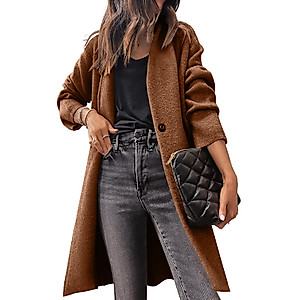 ANRABESS Women's 2023 Cardigan Coat Long Sleeve Open Front Knit Casual Coatigan Sweater Classy Trendy Clothes Spring Going Out Jacket Outwear B1123jiaotang-M, Caramel