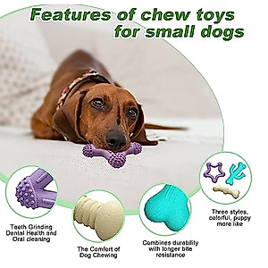 Medlladle 3 pcs Puppy Chew Toys for Teething, Indestructible Tough Durable Dog Toys for Small Breed, Pet Toy with Natural Rubber Bamboo Fiber