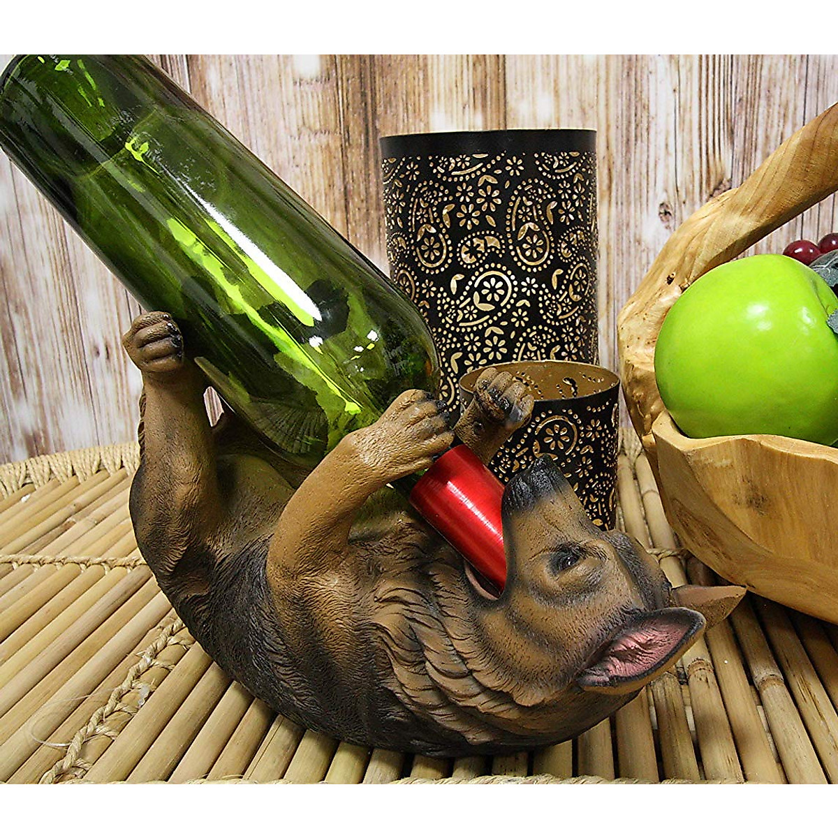 Ebros Lifelike Purebreed Pedigree Canine Adorable German Shepherd Dog Wine Bottle Holder Figurine Statue As Kitchen Wine Cellar Centerpiece Decor Storage Organizer (German Shepherd)