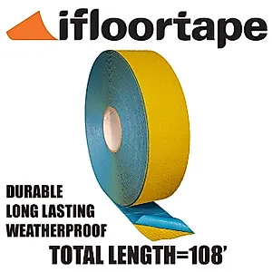 DuraMark RPT-750 Pavement Marking Tape - Reflective Slip Resistant Durable Outdoor Heavy Duty Rubber Base Tape, Bast Certified (Yellow, 3 Inch x 108 Feet)
