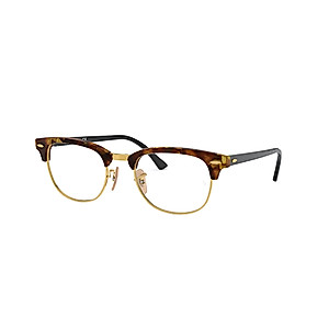 Ray-Ban RX5154 Clubmaster Square Prescription Eyeglass Frames, Brown Havana/Demo Lens, 51 mm