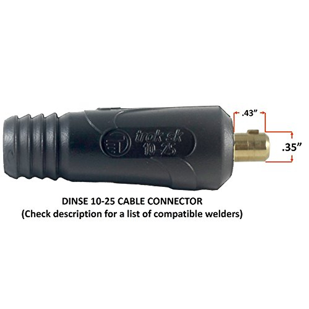 200 Amp Welding Electrode Holder Lead Assembly - Dinse 10-25 Connector - #2 AWG Cable (15 FEET)