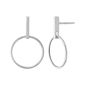 Boma Jewelry Sterling Silver Geometric Drop Hoop Post Earrings