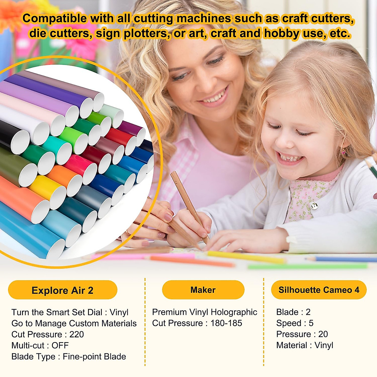 TECKWRAP Permanent Adhesive Vinyl Sheets 12" x 12" 40 Sheets/Pack Assorted Colors for Craft Cutters