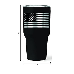 American Flag Skull 30oz Patriotic Tumbler - American Flag Tumbler Travel Mug - Patriotic Coffee Travel Mug - Double Insulated 30oz Tumbler - Engraved in the USA - (Skull Flag)