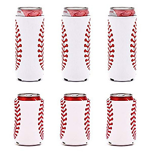 XINRUI Can Coolers Sleeves, 6 Pack Reusable Beer Bottle Cup Insulator 12 oz Neoprene Hot and Cold Drinks Soda Cover for Events or Weddings Bachelorette Parties Funny Party Supplies(Baseball)