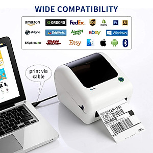 JADENS Bluetooth Thermal Shipping Label Printer - High Speed 4x6, Bluetooth Support PC and Mobile, USB for MAC, Bluetooth for PC and Phone, Compatible with Ebay, Amazon, Shopify, Etsy, USPS Barcode