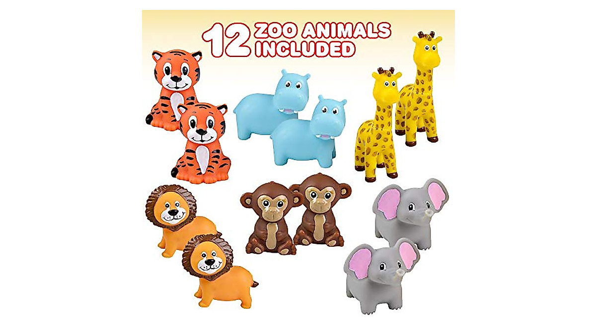 ArtCreativity Vinyl Zoo Animals - 12 Squeezable Safari Toys for Kids