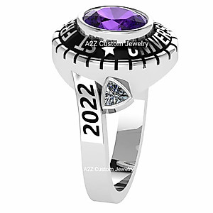 A2Z CUSTOM JEWELRY fully customized Girl class ring for high school, college, university sterling silver (dominion salva) ring