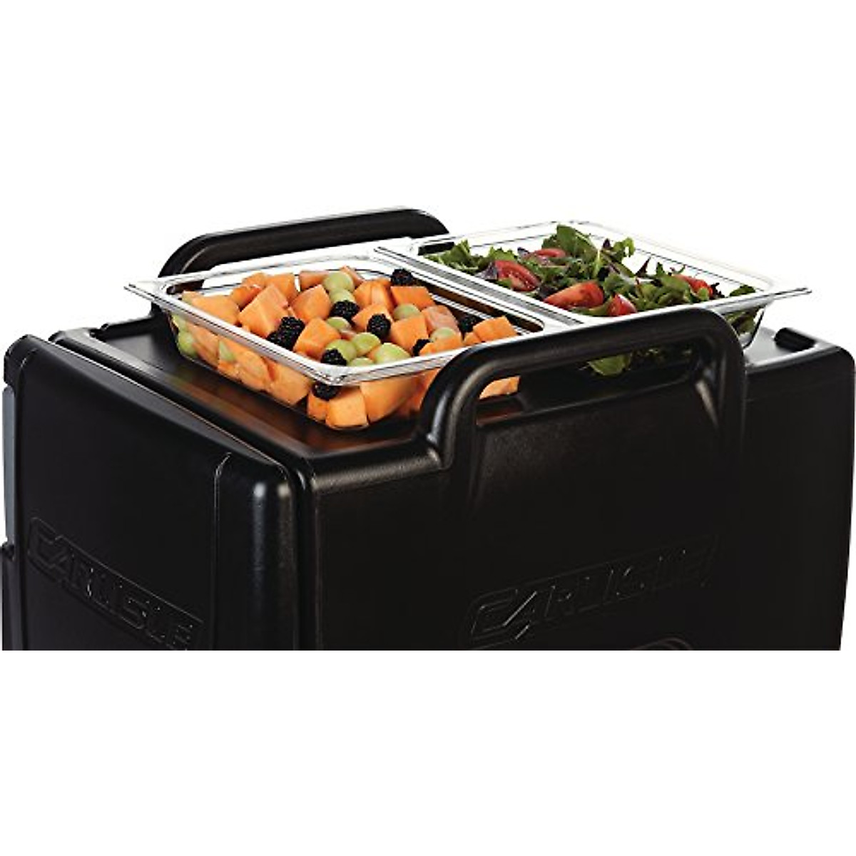 Carlisle FoodService Products Cateraide IT End Loading Insulated Food Pan Carrier Holds 6 Full Size 2.5" Pans with Handles for Catering, Kitchens, and Restaurants, Plastic, Black