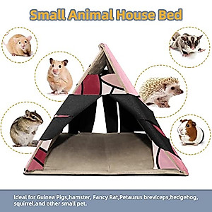 Y-DSIWX Guinea Pig House Bed, Rabbit Large Hideout, Small Animals Nest Hamster Cage Habitats Girl Pink Abstract