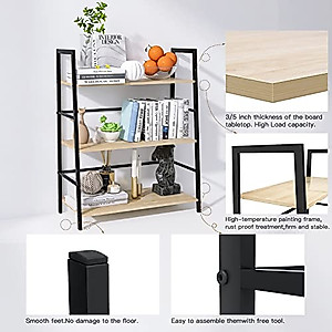 SpringSun 4 Tier Bookshelf Industrial Ladder Shelf Open Display Storage Rack Wood Bookcase with Metal Frame, Freestanding Storage Shelves for Home Office, Living Room, Bedroom, Kitchen