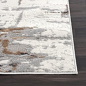 Abani Rugs 6' x 9' Contemporary Grey Paint Strokes Premium Area Rug - No-Shedding Modern Marble Design Dining Room Under Table Rug