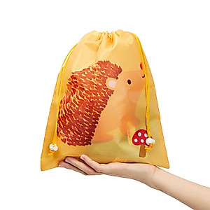 BLUE PANDA 15 Pack Drawstring Animal Themed Party Favor Bags for Kids Birthday, 5 Designs (10 x 12 In)