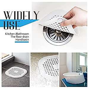 Drain Clean Cover White,Square Drain Shower Cover, Silicone Hair Stopper with Suction Cup,Easy to Install and Clean Great for Hair Loss, Suitable for Bathroom,Bathtub,Kitchen 5 Pack(White)