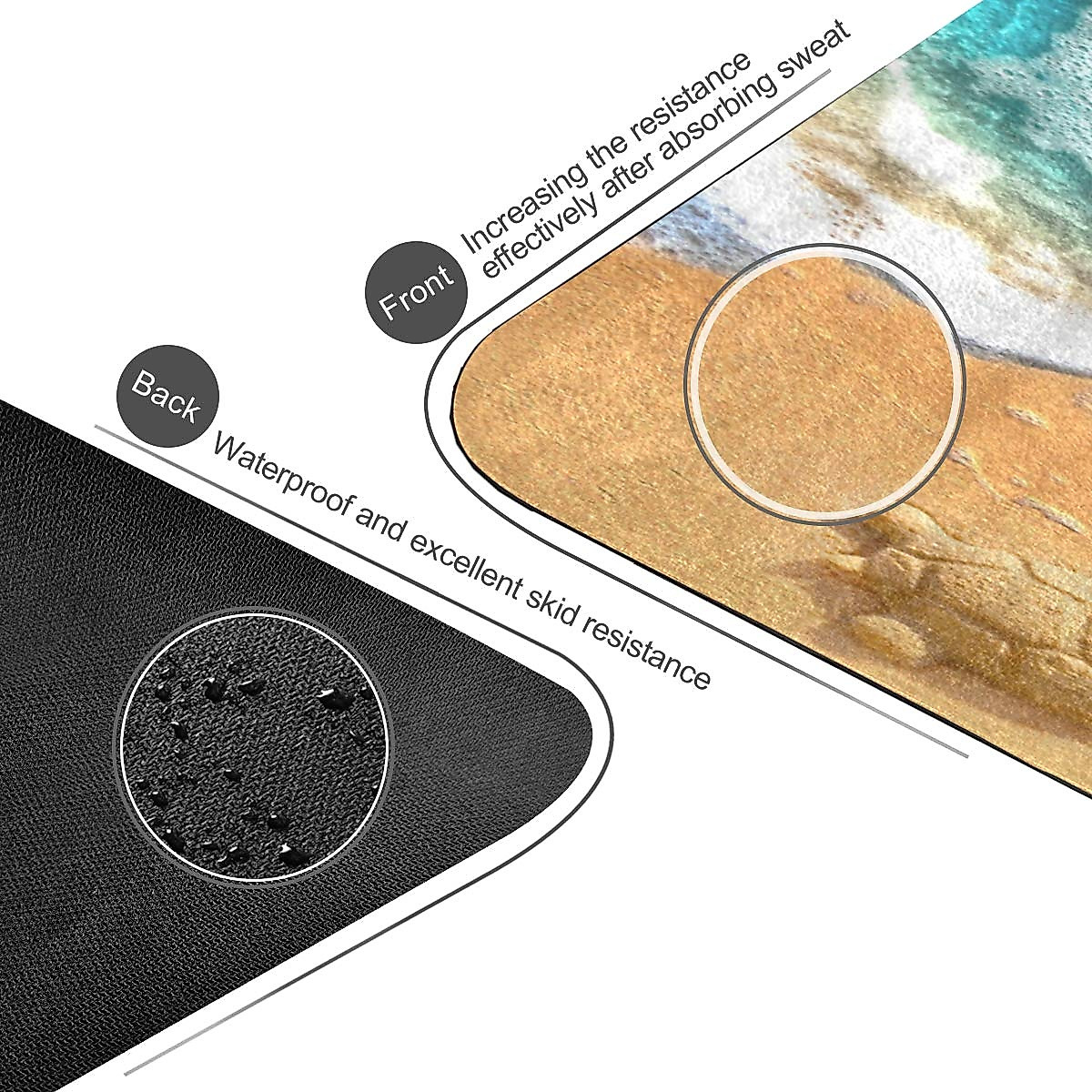 AGONA Golden Beach Turtle Yoga Mat Thick Non Slip Exercise Mat Portable Travel Yoga Mat Folding Fitness Workout Mat for Yoga Pilates Home Floor Exercises Children Playtime