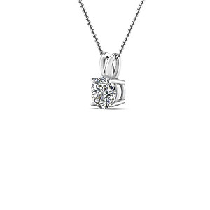 1 1/2 Carat LAB GROWN Round Cut Diamond Solitaire Pendant IGI Certified 14K White Gold 4 Prong Diamond Pendant Necklace For Women (E-F-G, VS1-VS2, 1.50 c.t.w)
