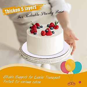 WATHFKCU 50PCS Thicker 10 Inch Cake Boards Round White Circle Cardboard Base Food-Grade Grease Proof Disposable Cardboard Cake Plate