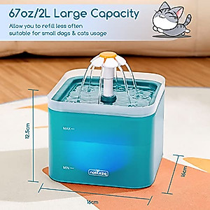Nobleza Water Fountain for Cats Inside, 2L/67oz Ultra Silent Automatic Cat Water Fountain with 3 Flow Modes, Multi-Layer Filtration Pet Drinking Fountains with Visible Water Level for Cats and Dogs