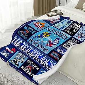 Hockey Gifts,Ice Hockey Blanket for Teen Boys Girls Men,Winter Gifts for Hockey Lovers Kids Coach,Soft Warm Ice Hockey Throw Blanket for Couch Bed Car Office nap Blanket,All Season Use(40"×50"-S)