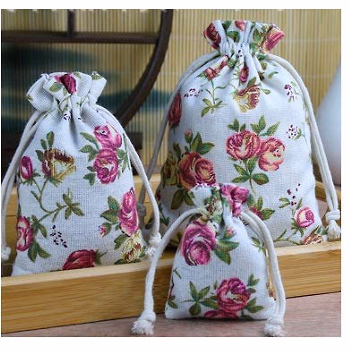 Burlaps Bags with Drawstrings- Jewelry Pounches Sacks Fabric Linen Packing Storage Gift Bag for Wedding Party Shower Christmas Birthday Thanksgiving Halloween DIY Craft, 27 Pcs (5 x 7 inch)