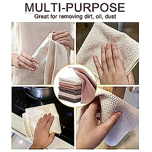 K&janet6am Dish Cloths for Washing Dishes, 6 Pack Kitchen Dish Cloths, Super Absorbent Microfiber Cleaning Cloth, Premium Waffle Dish Towels for Kitchen, 12x12 Inches