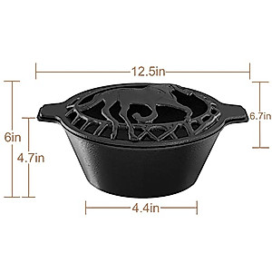 FireBeauty Woodstove Steamer Stove Humidifier Cast Iron Lattice Top Rust Resistant 2.3 Quart Capacity (horse)