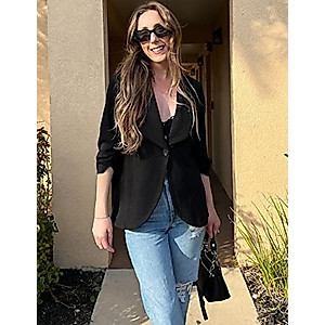 Beyove Black Blazer for Women Casual 2023 Fashion 3/4 Sleeve Blazer Jacket Fit Streyth Blazer