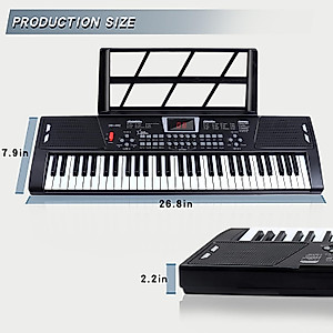 AersGu Piano Keyboard - 61 Key Keyboard Piano, Electric Piano Music Keyboard with Teaching Mode, Microphone, Sheet Music Stand and Power Supply, portable keyboard piano for Beginners